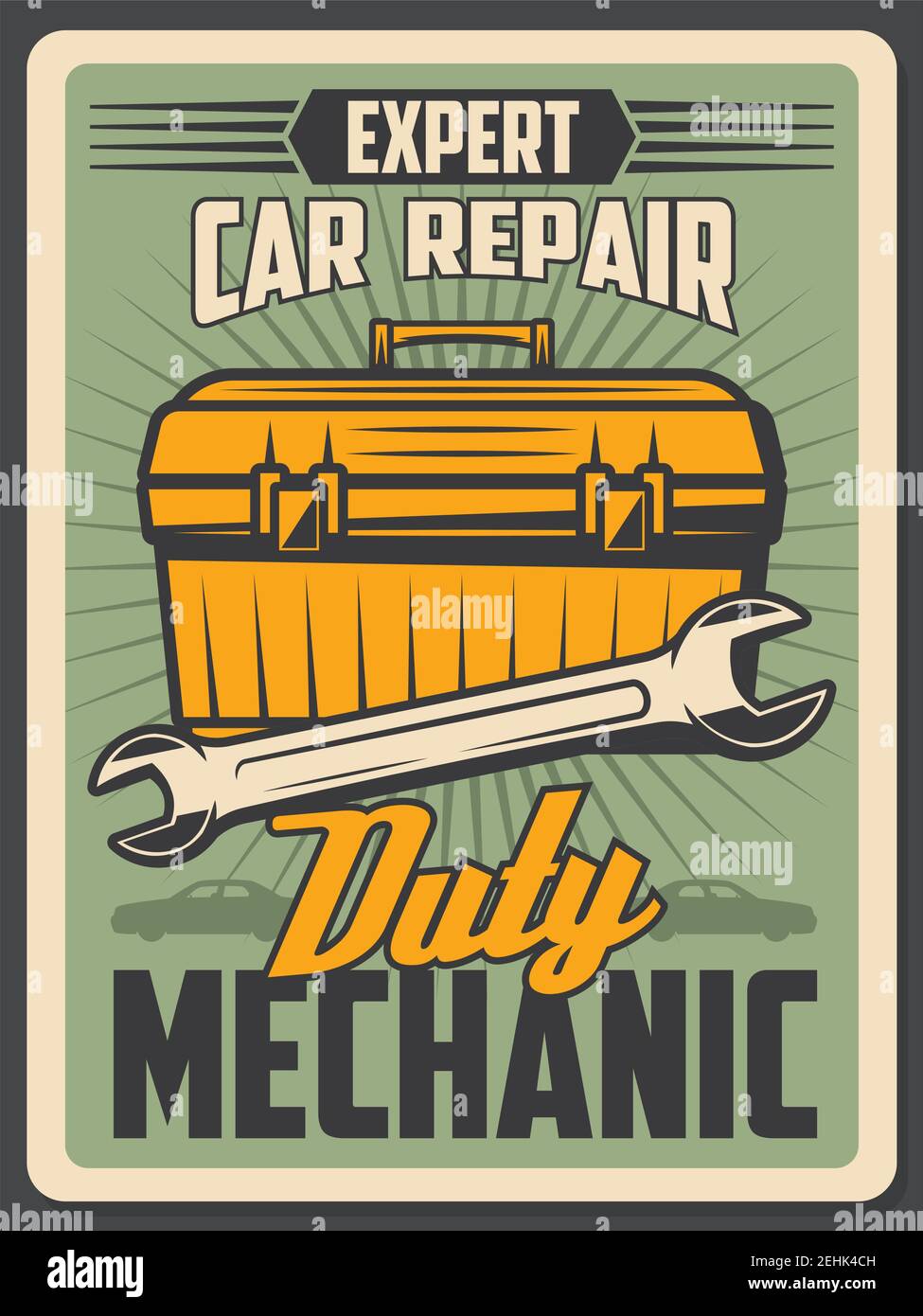 Car repair service old vintage poster. Auto mechanic and technician ...