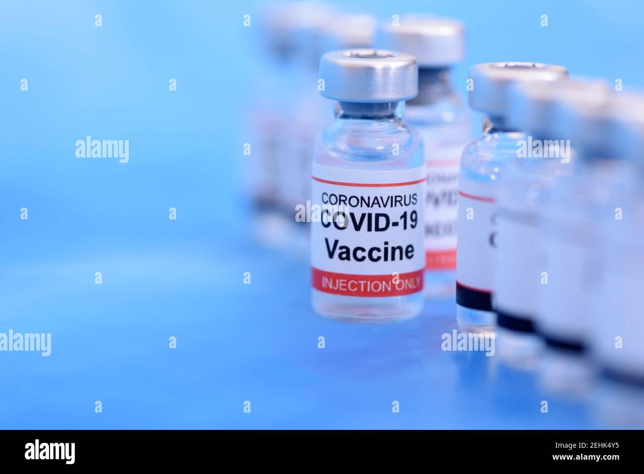 Vaccine and Healthcare Medical concept. Vaccines on blue background for ...