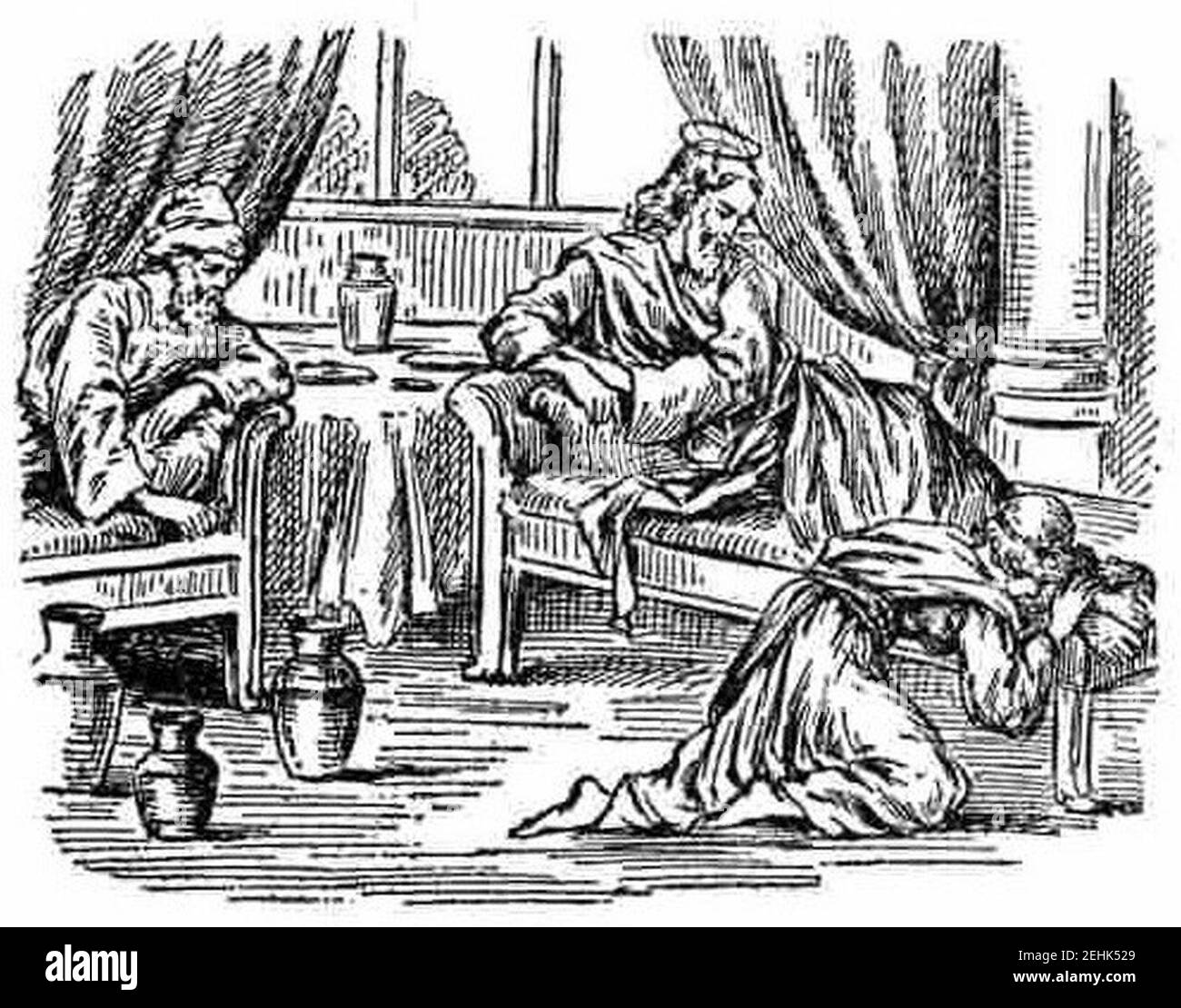 Parable of two debtors1 Stock Photo - Alamy