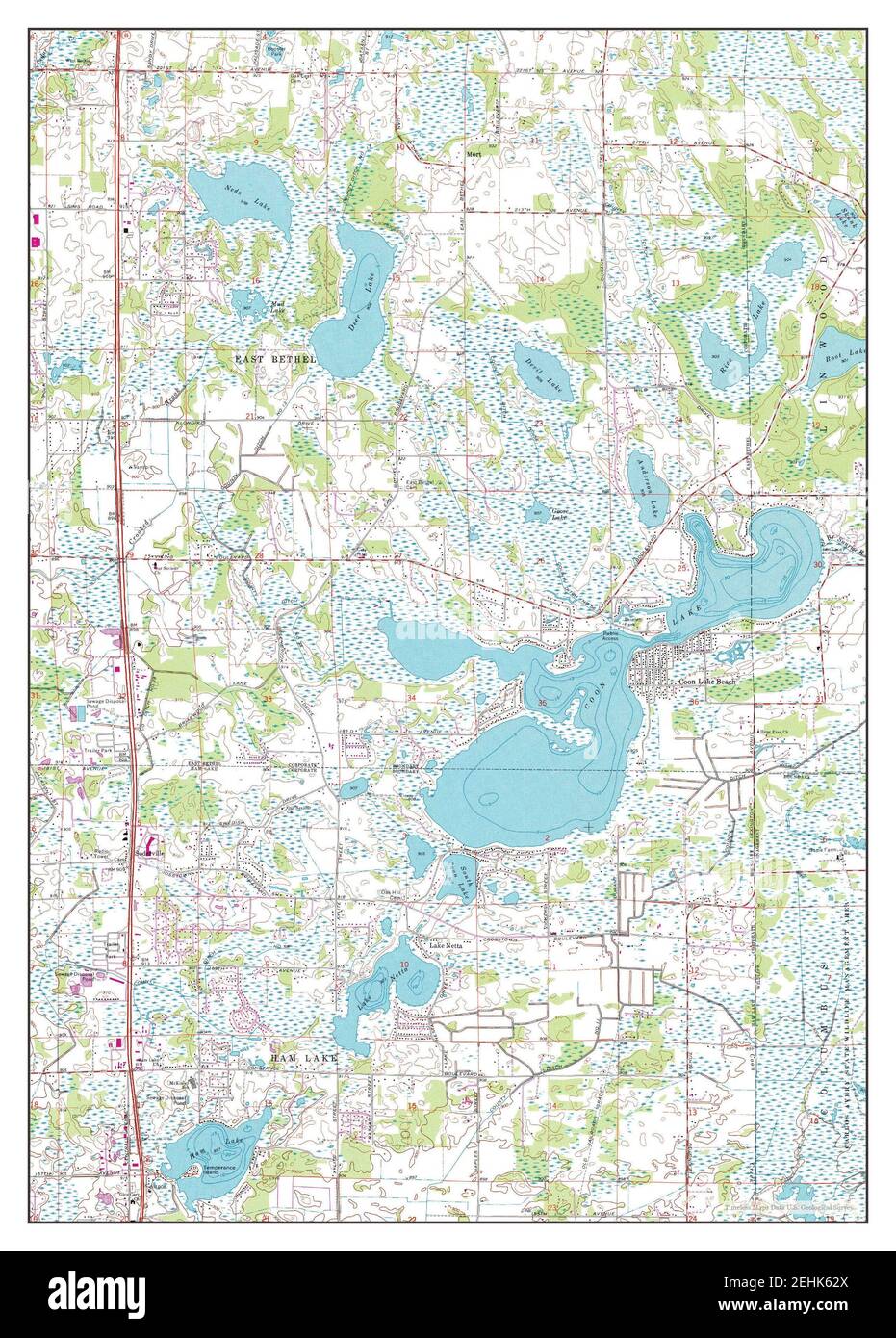 Coon Lake Beach, Minnesota, map 1974, 1:24000, United States of America ...