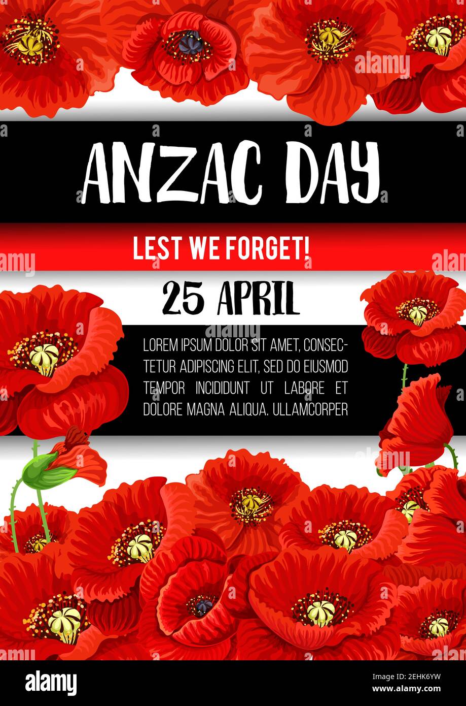 Anzac Day poppy flower banner for Australian and New Zealand Army Force ...