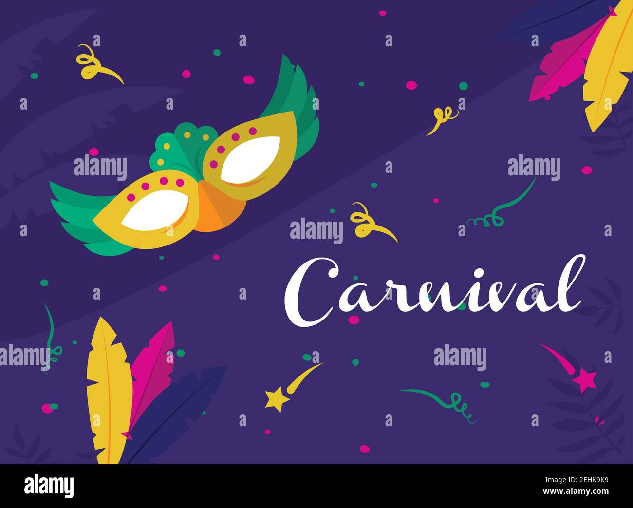carnival mask with feathers design, Party decoration celebration and ...