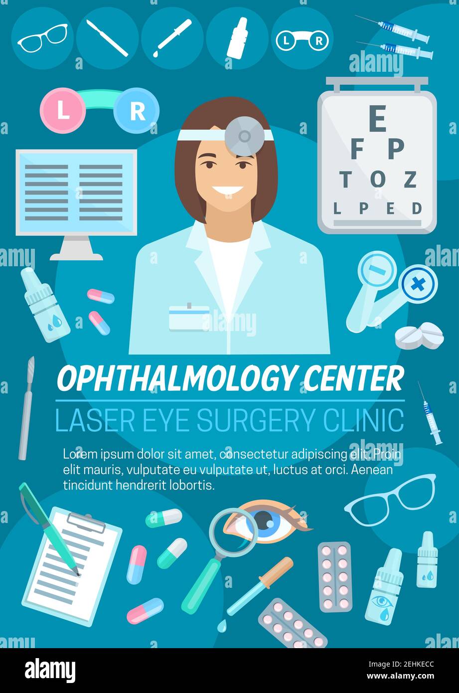 Ophthalmology medical clinic. Ophthalmologist doctor and treatment ...