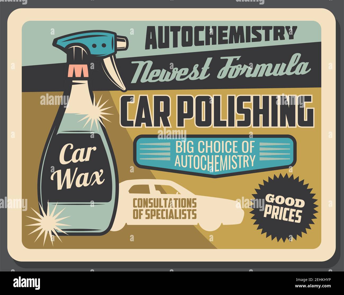 Car chemistry and auto fluids, retro vector advertisement. Car ...