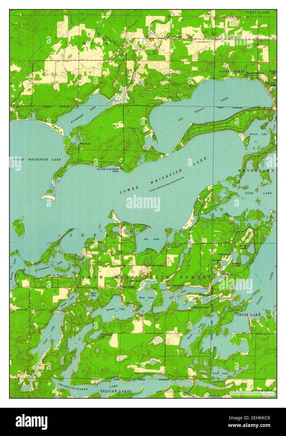 Lower Whitefish Lake, Minnesota, map 1959, 1:24000, United States of ...