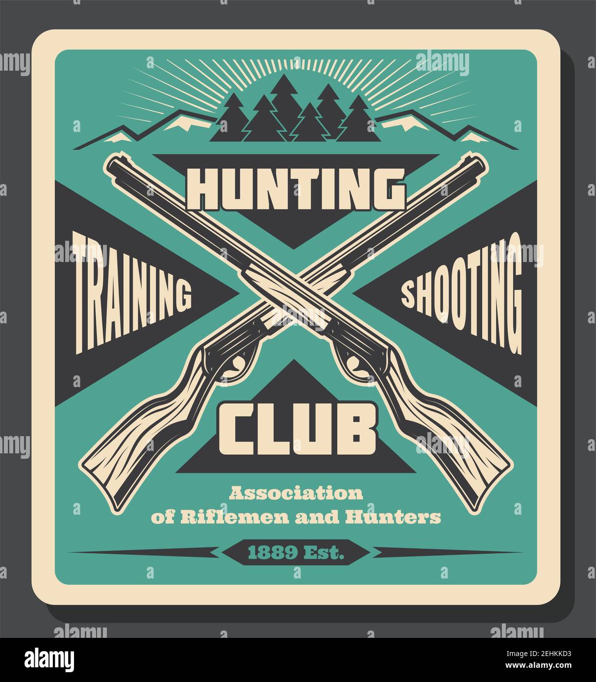 Hunting club retro poster, hunt open season or training for hunter ...