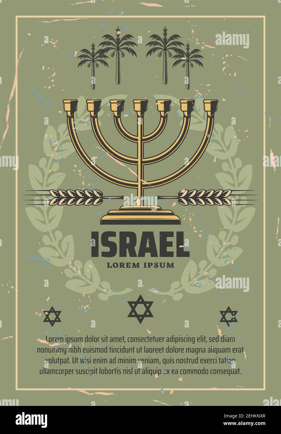 Israel retro poster, Jewish community or Judaism religion. Vector ...