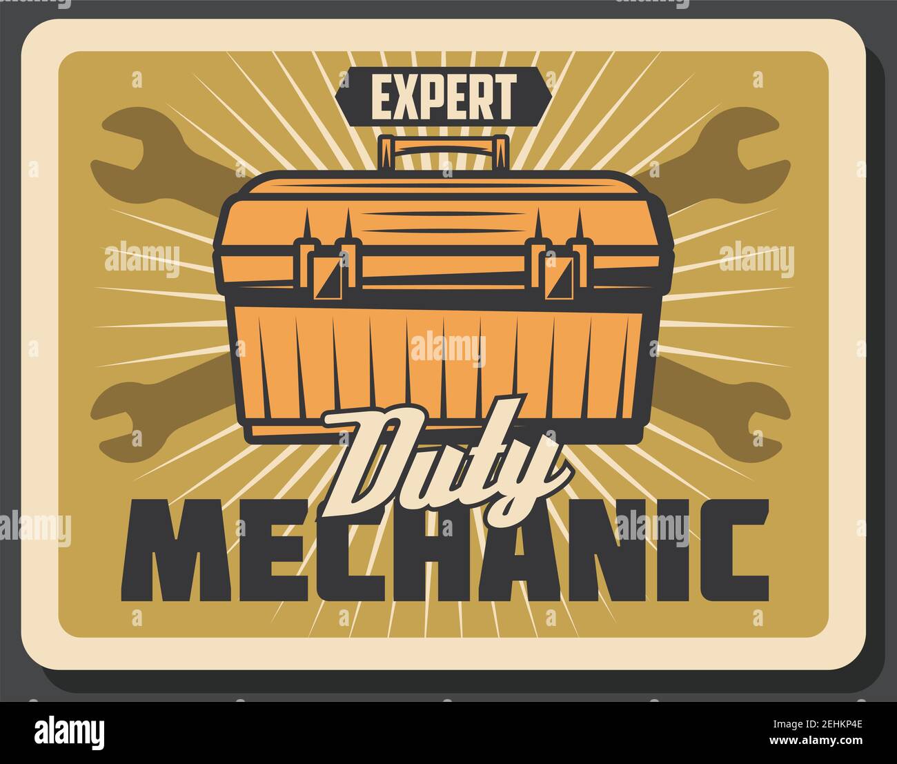 Car repairing and mechanic service retro poster with tool kit ...