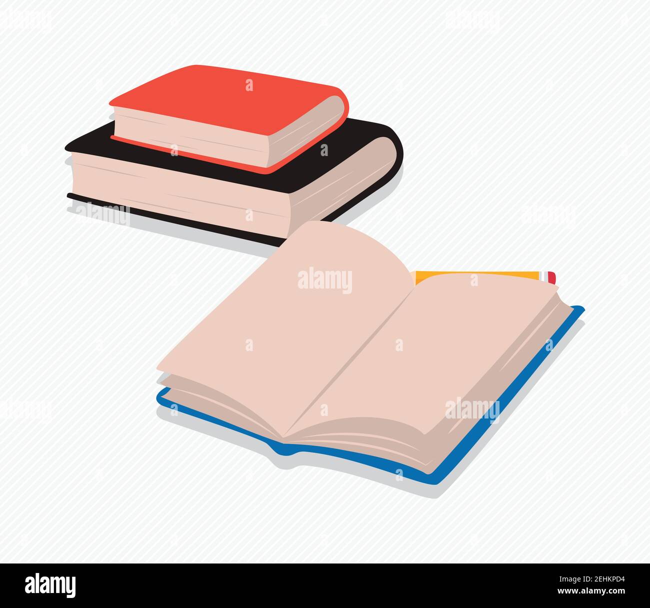 academic books over white background, flat style, vector illustration ...