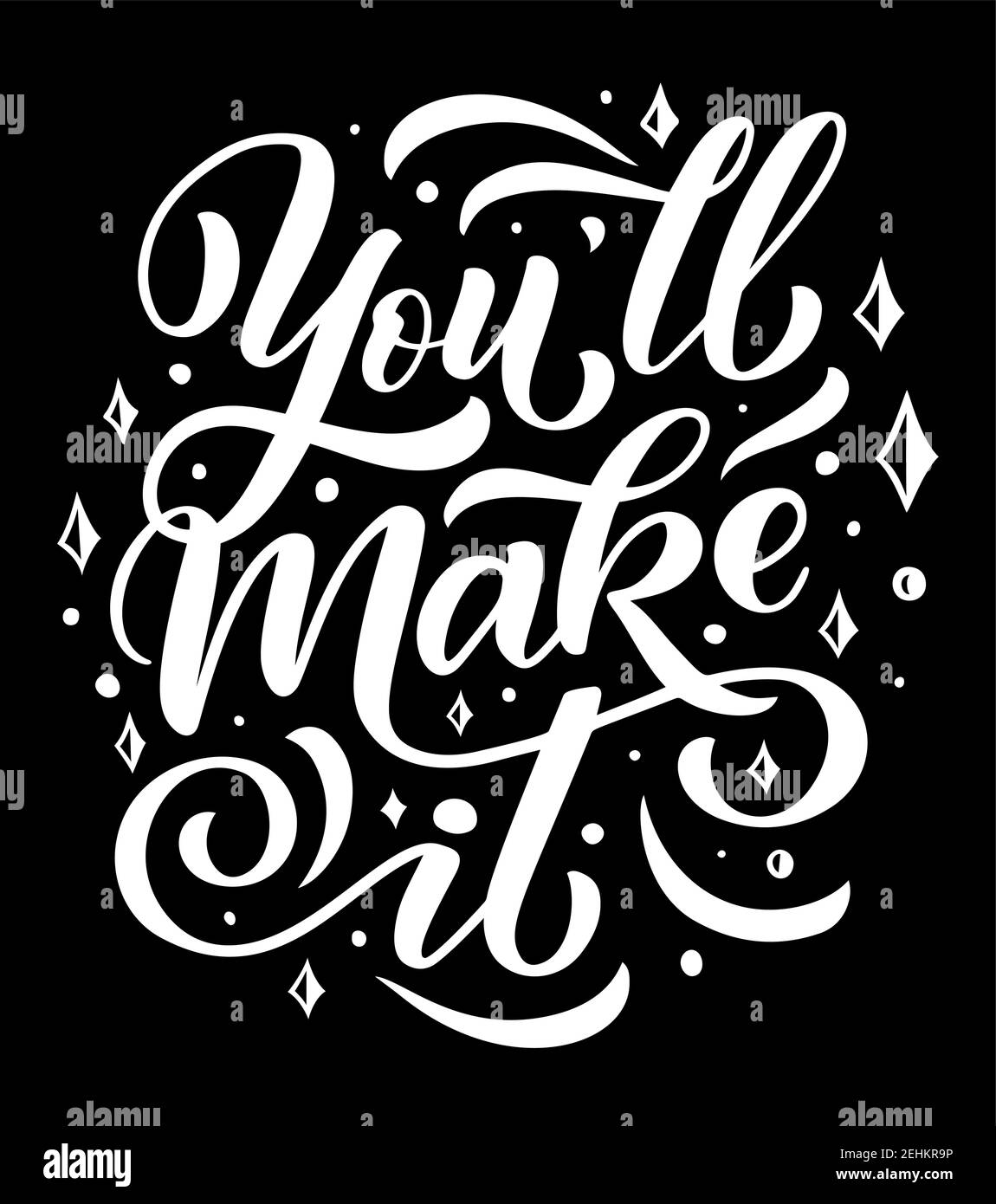 Motivation quote poster You Will Make It hand drawn lettering ...