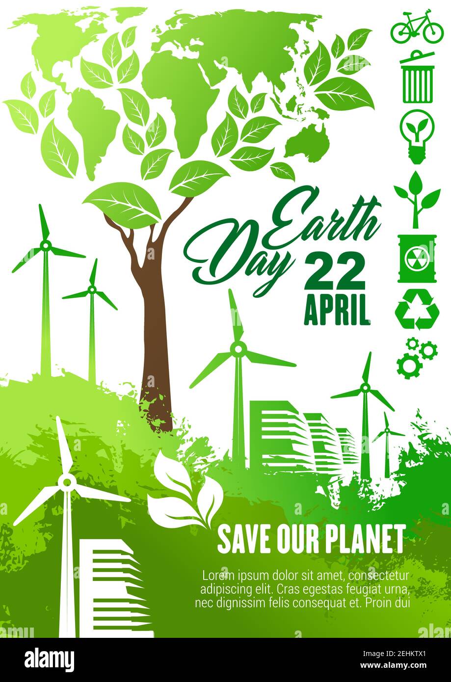 Earth Day celebration banner for ecology and environment protection ...