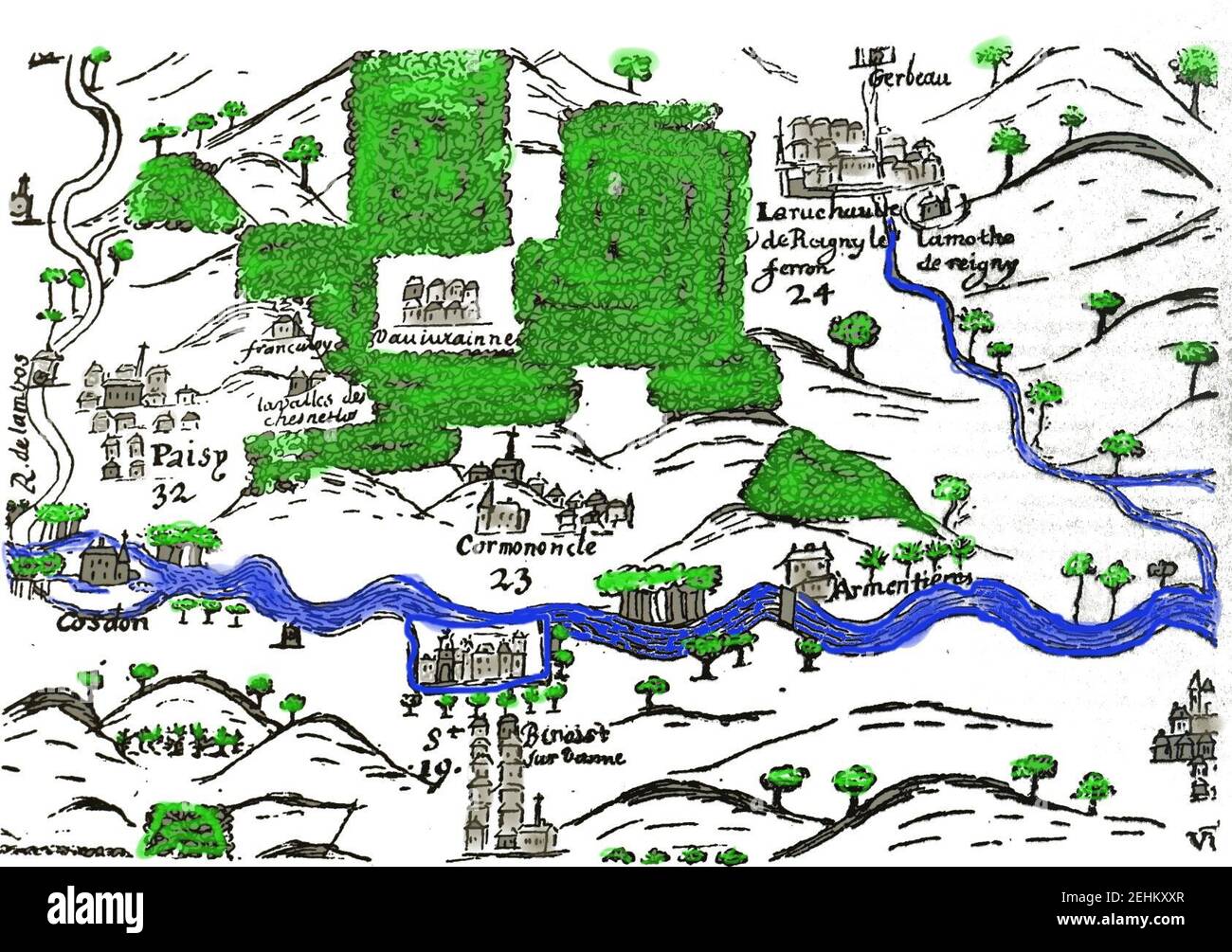 Parchemin chobert 1647 AD Aube 09220 Stock Photo - Alamy