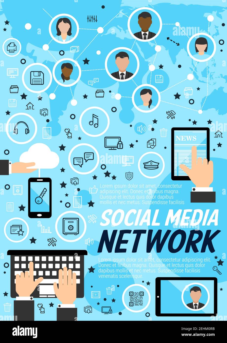 Social media network line art icons. Vector outline signs modern ...