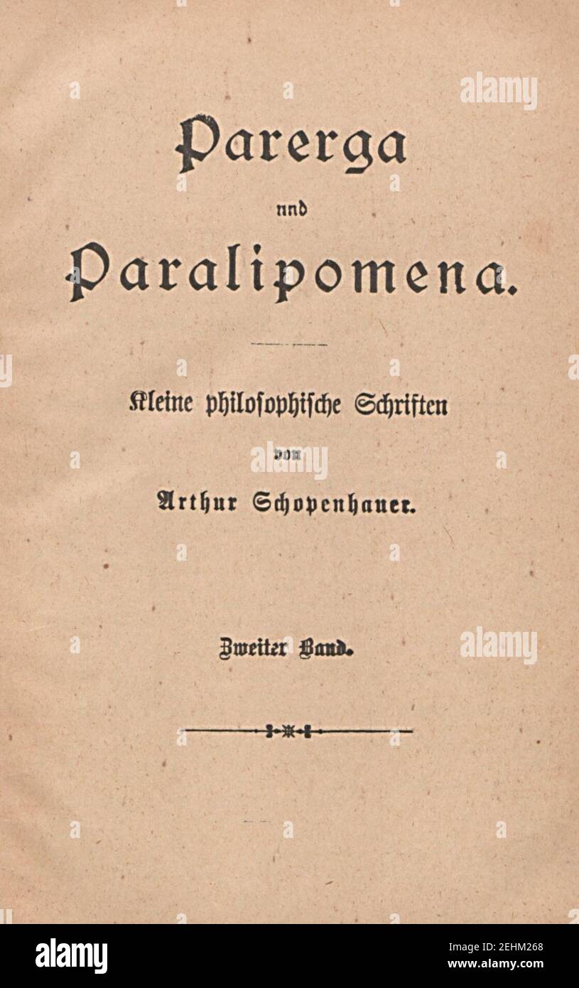 Parerga und Paralipomena (1902 Stock Photo - Alamy