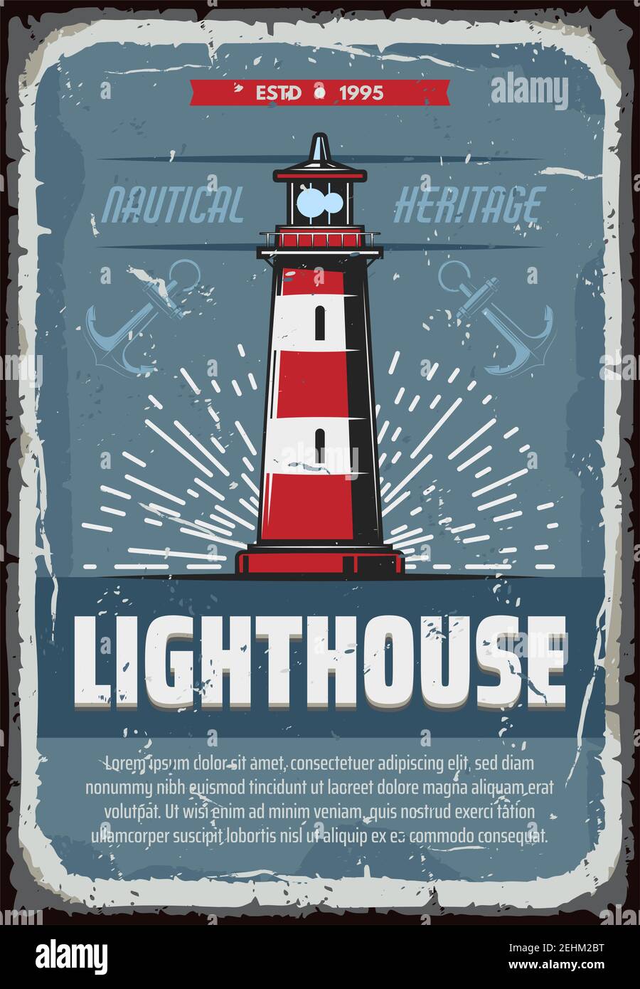 Lighthouse vintage poster for seafarer safe sailing. Vector retro ...
