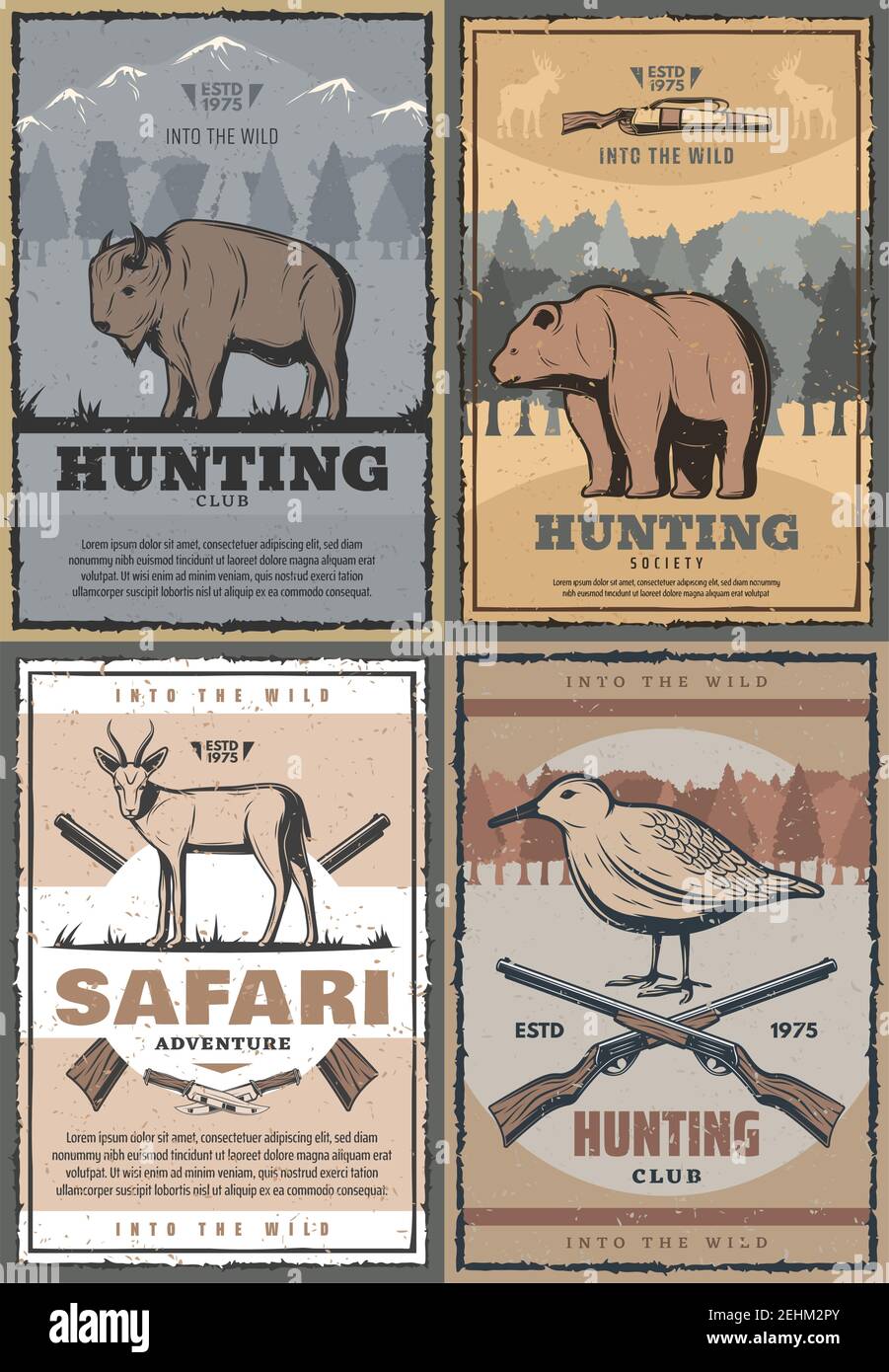 Vintage hunting posters Stock Vector Images - Alamy