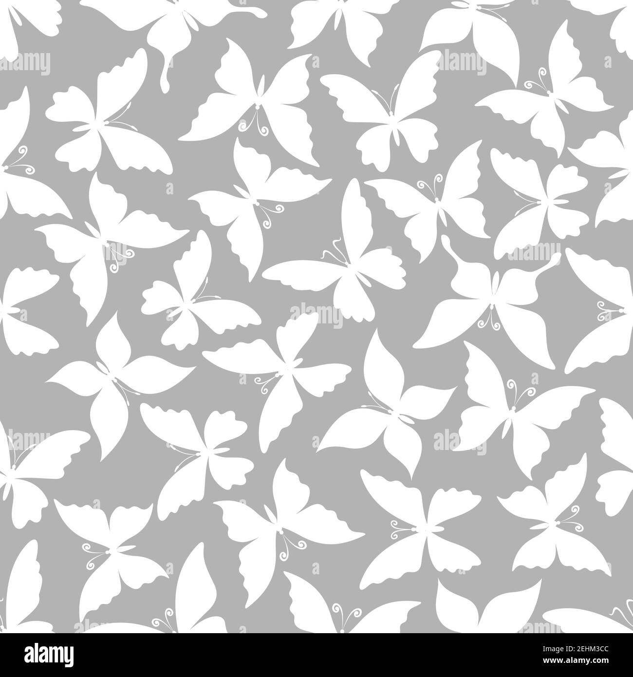 Butterflies seamless patterns. Vector pattern of white butterfly ...