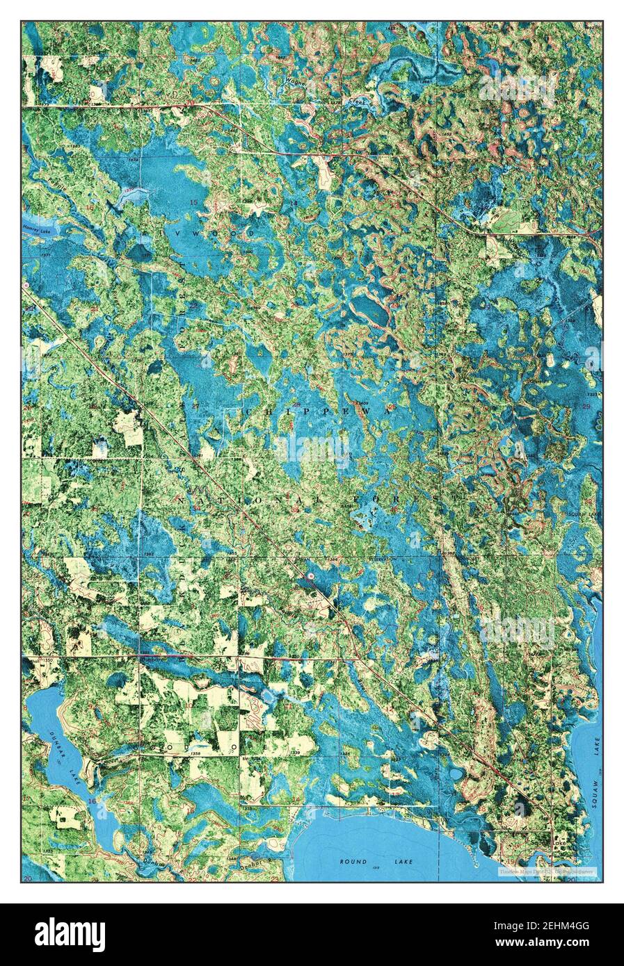 Map of squaw lake minnesota Cut Out Stock Images & Pictures - Alamy