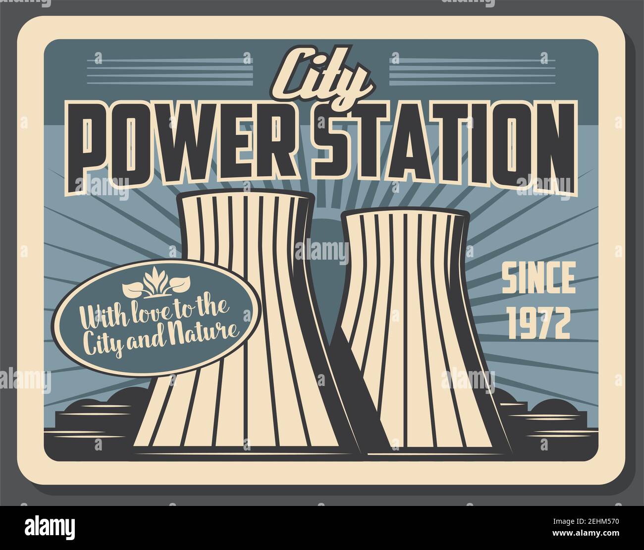 City power station with factory pipes. Powerful plant to supply city ...