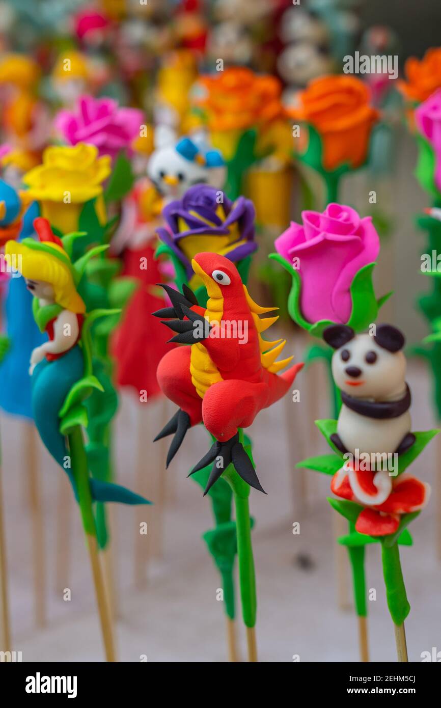 Beautiful tiny dough sculpture figurines - Chinese street art Stock ...
