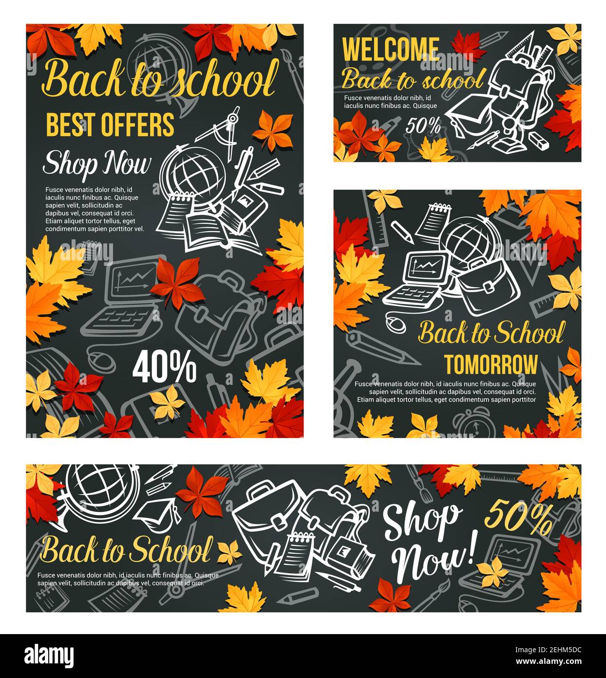 Back to School big sale web banner or discount promo poster design ...