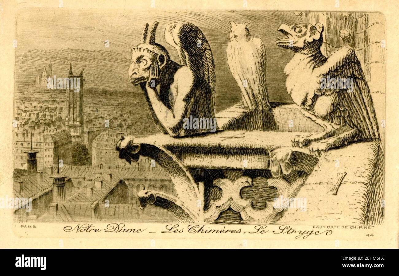 PARIS 44 Notre-Dame Les Chimères, Le Stryge Stock Photo - Alamy