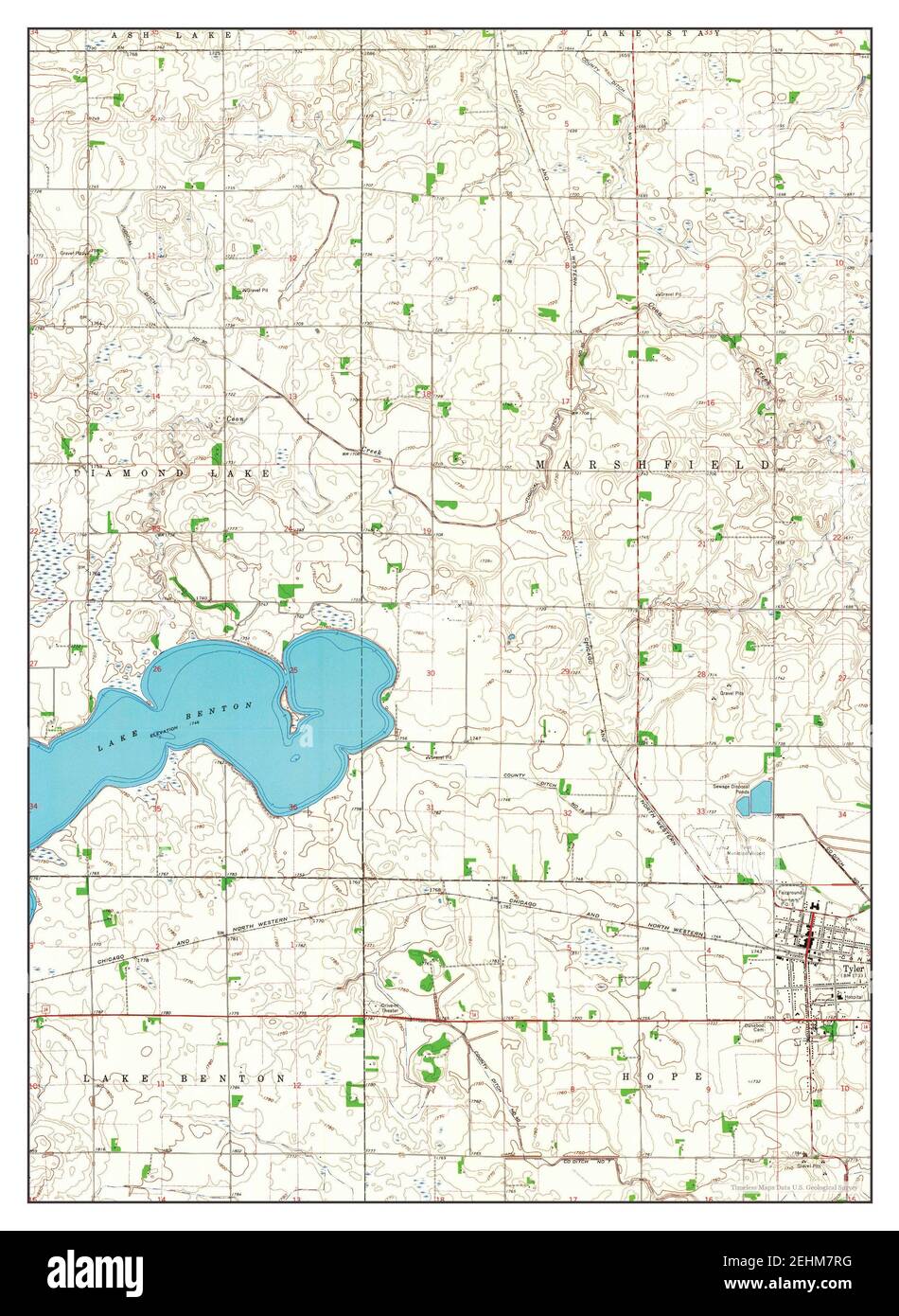 Map of tyler minnesota Cut Out Stock Images & Pictures - Alamy