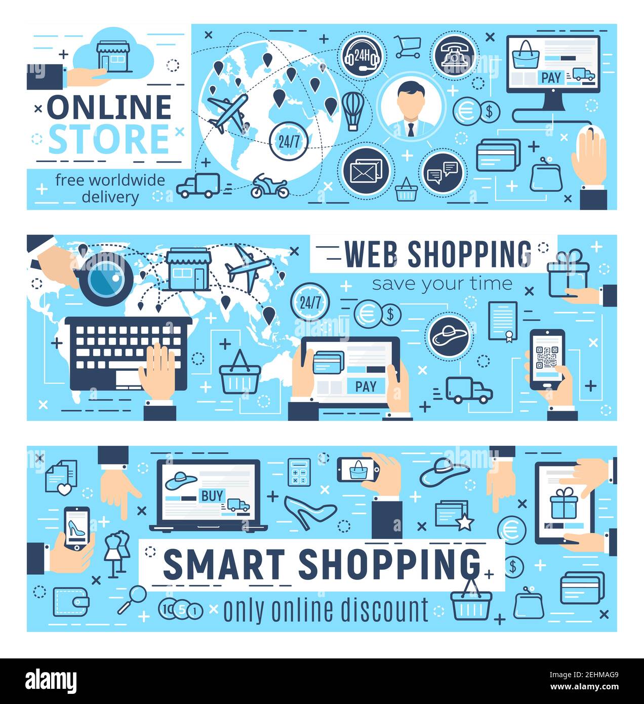 Online store web shopping vector infographics. Buying via internet ...