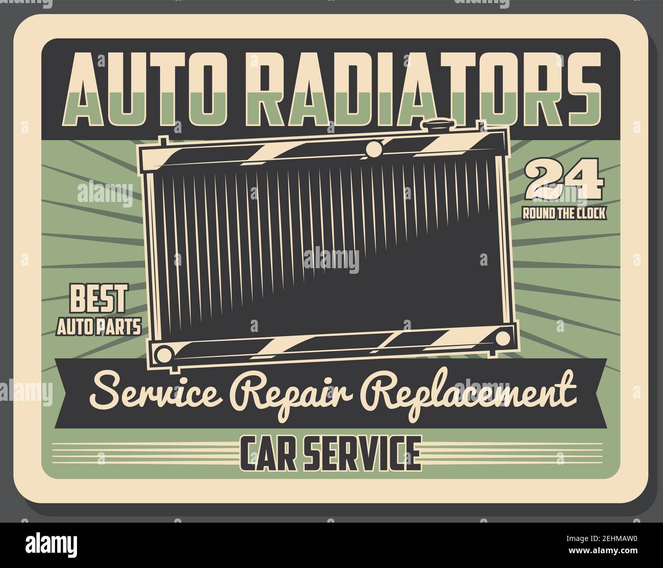 Car repair service and auto parts retro poster. Vector car diagnostics ...