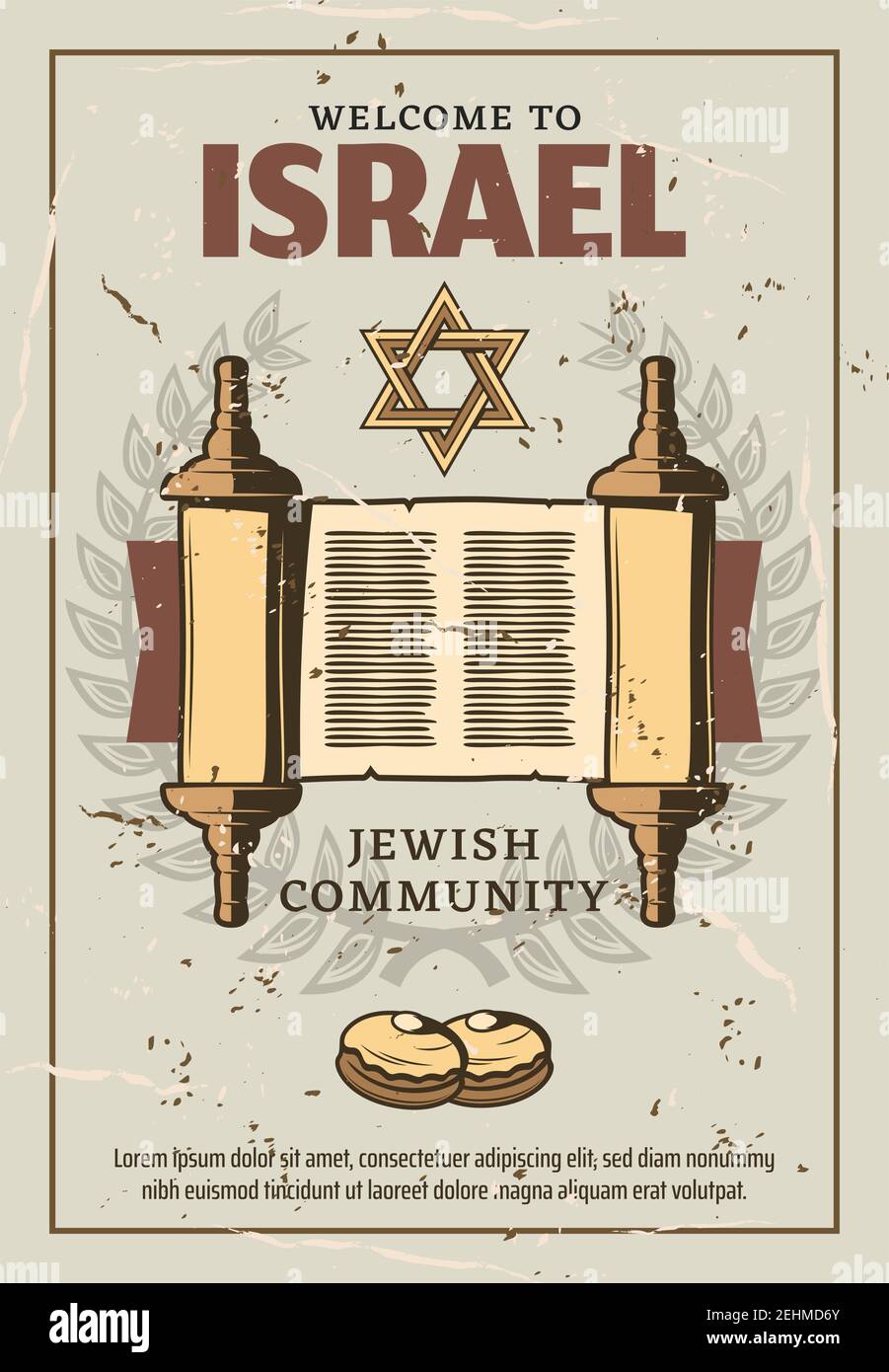 Welcome to Israel retro poster for Jewish community or religious travel ...