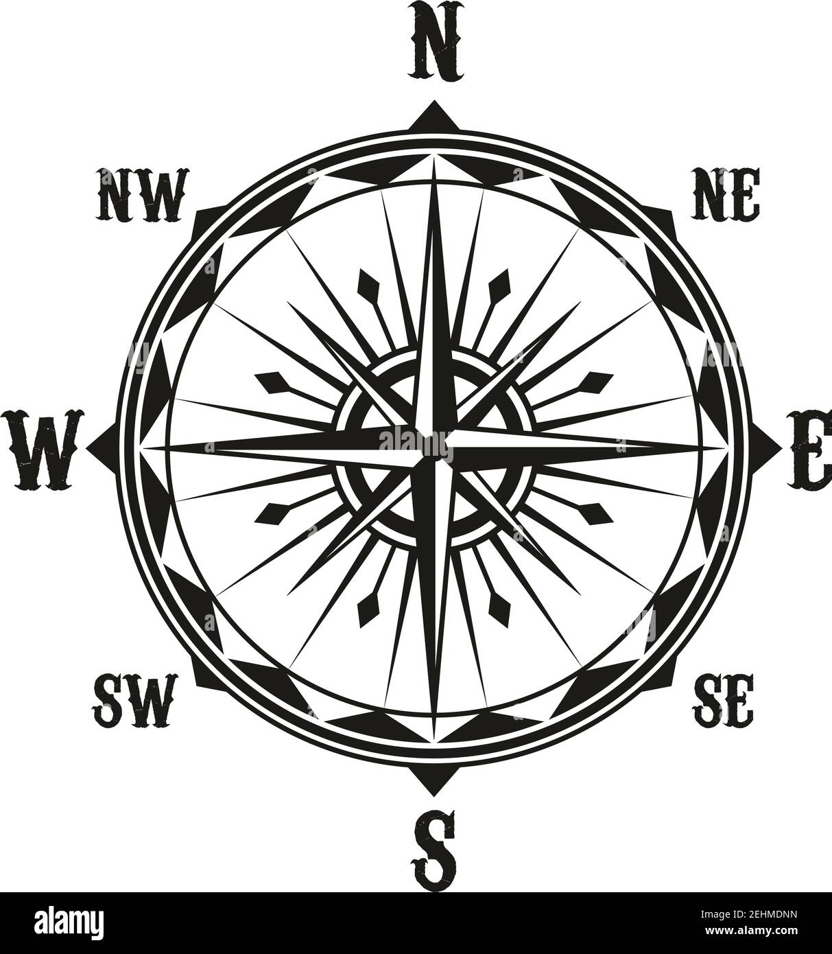 Rose of winds nautical navigation compass with direction arrows. Vector ...