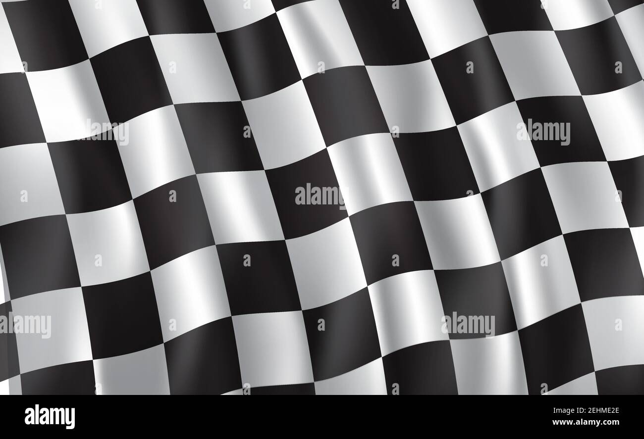 Car race or motorsport rally flag. Vector checkered 3D wavy pattern ...