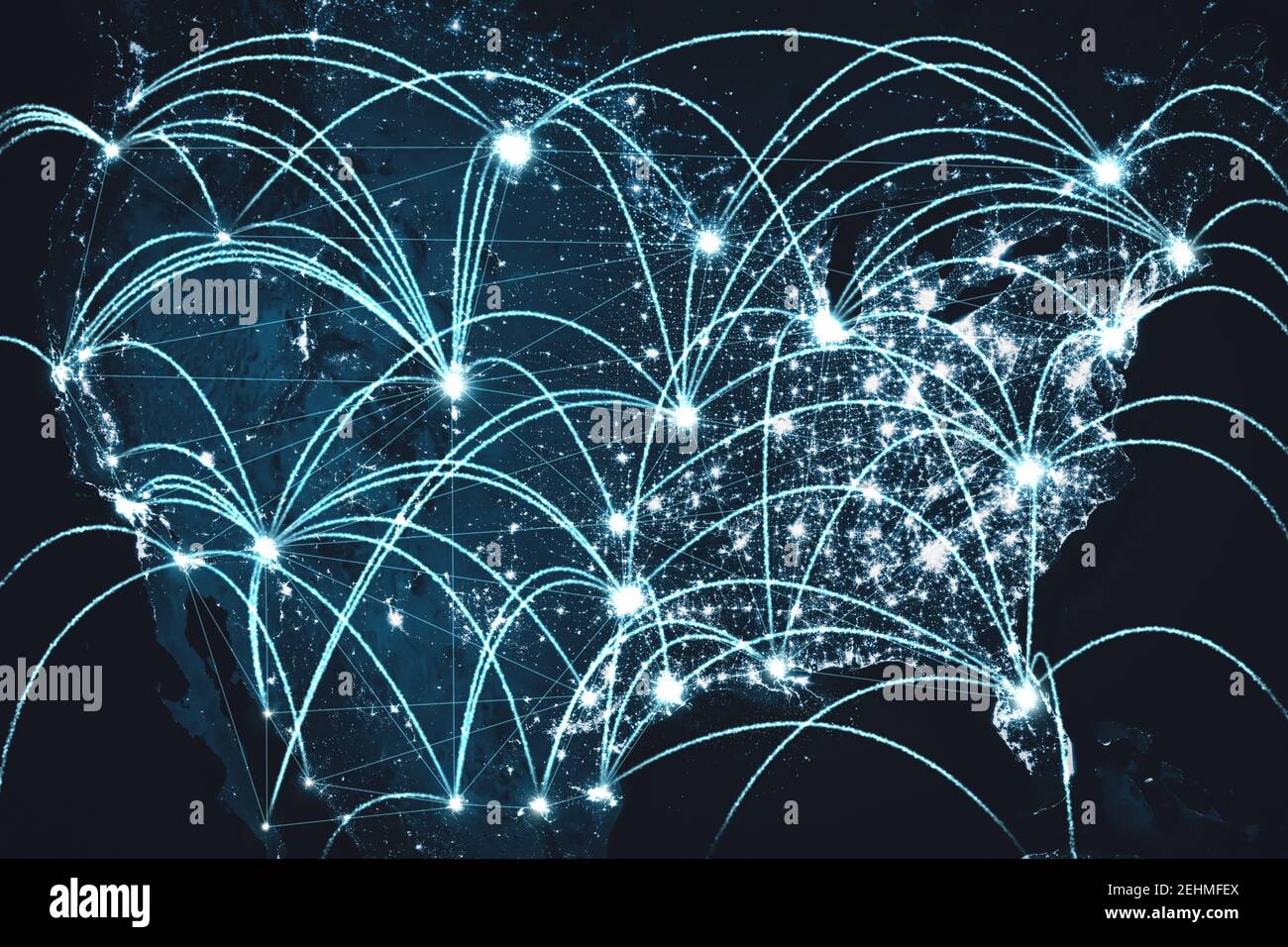 USA network connection covering the nation with lines of innovative ...