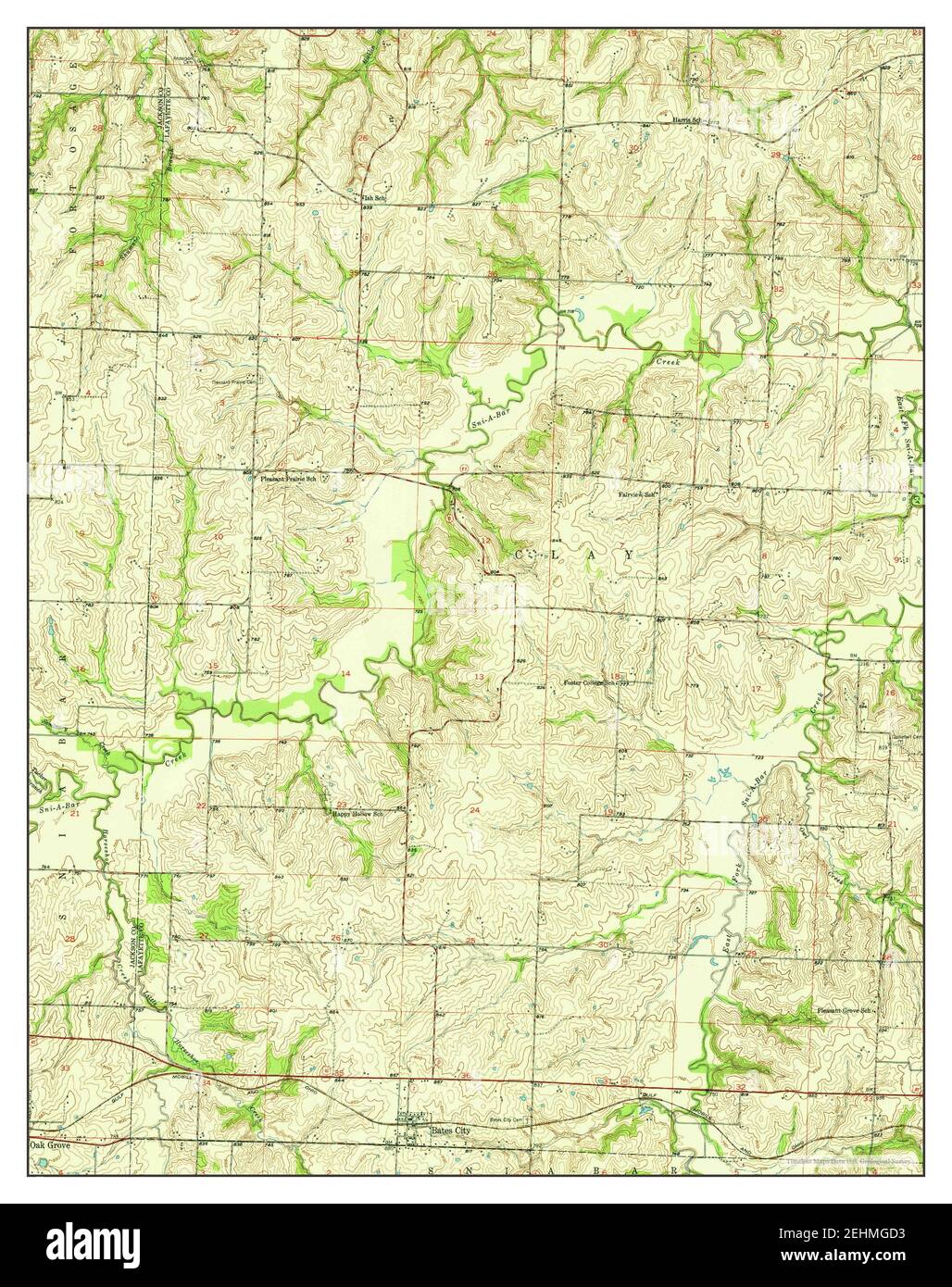 Bates City, Missouri, map 1951, 1:24000, United States of America by ...