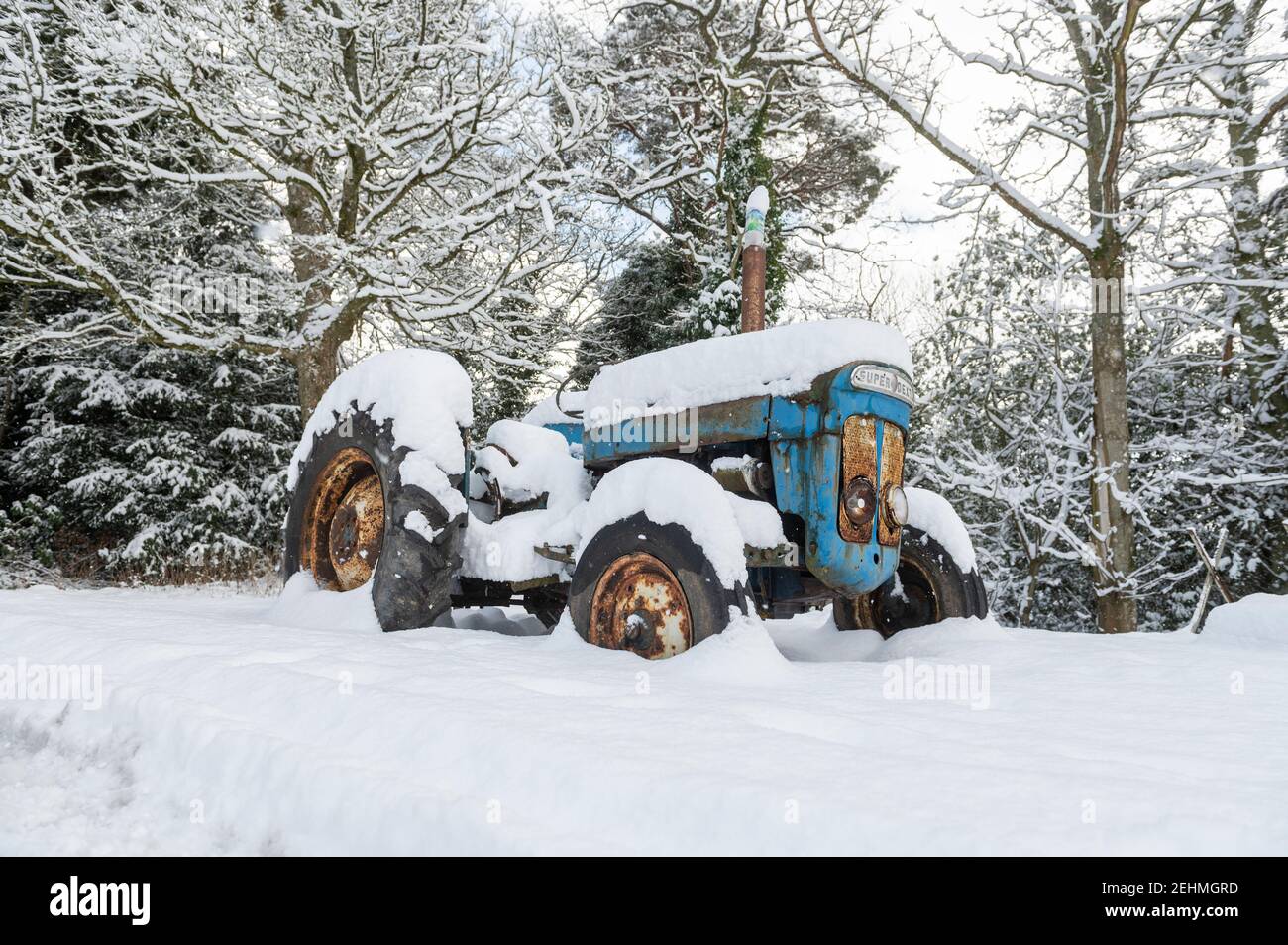 Fordson Super Dexta Tractor in the snow Photo Phil Wilkinson / Alamy ...