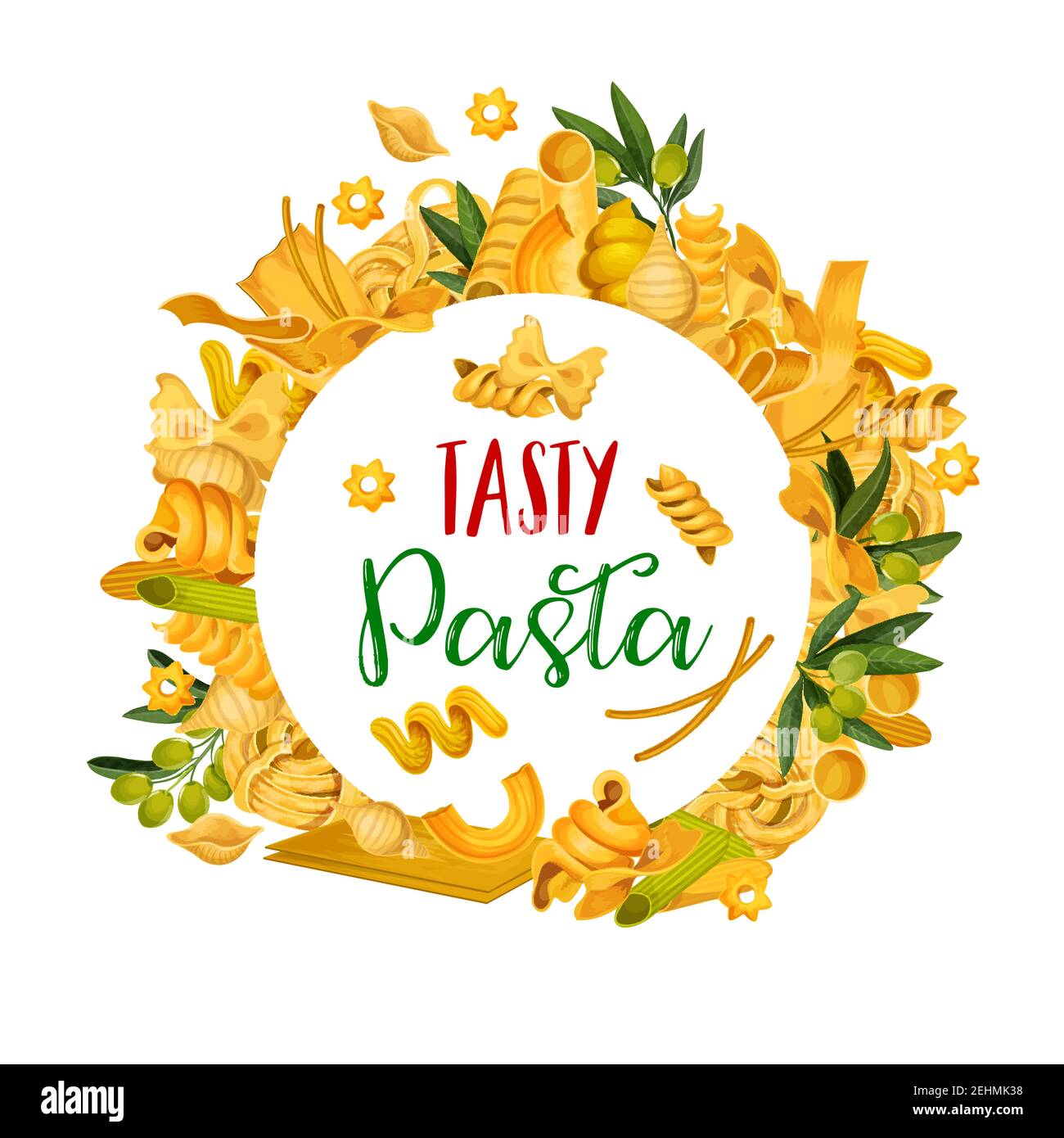 Pasta poster for restaurant menu with cuisine from Italy. Vector ...