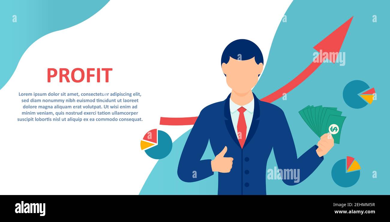 Vector of a business man happy with growing profits Stock Vector Image ...