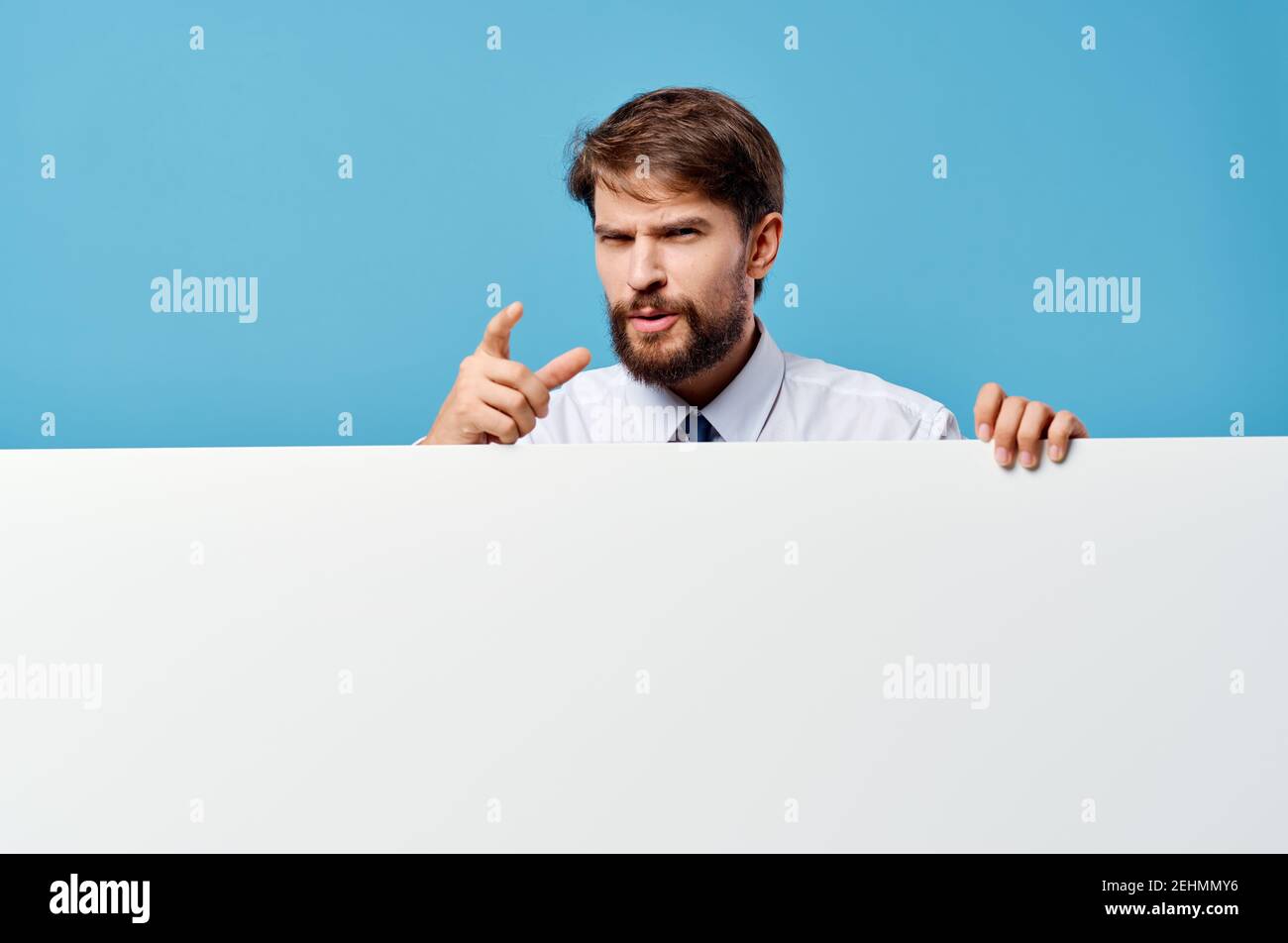 man in shirt with tie mocap poster presentation advertising blue ...