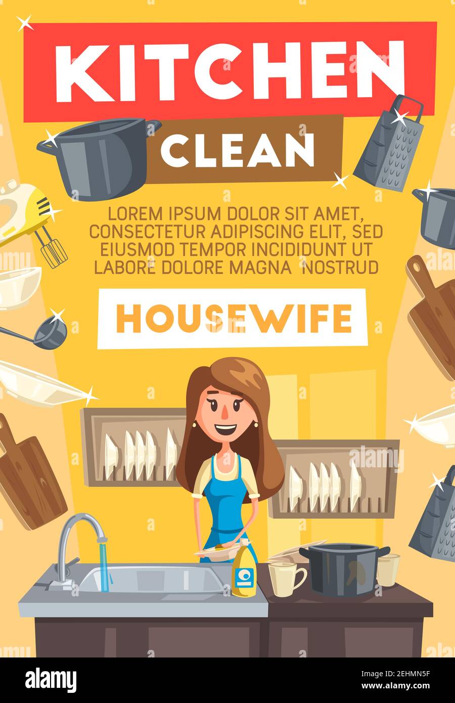 Kitchen Cleaning Cartoon