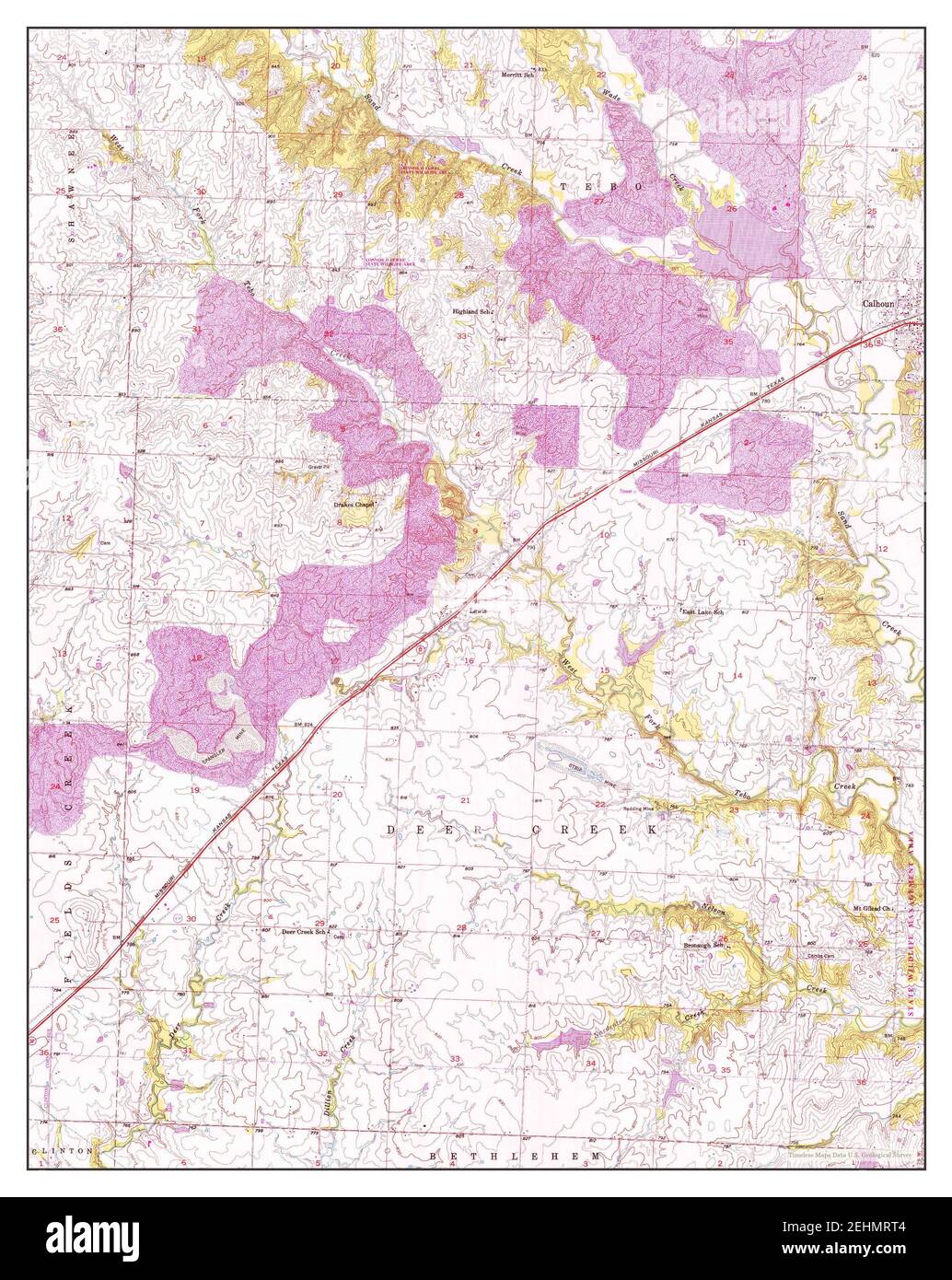 Calhoun West, Missouri, map 1953, 1:24000, United States of America by ...
