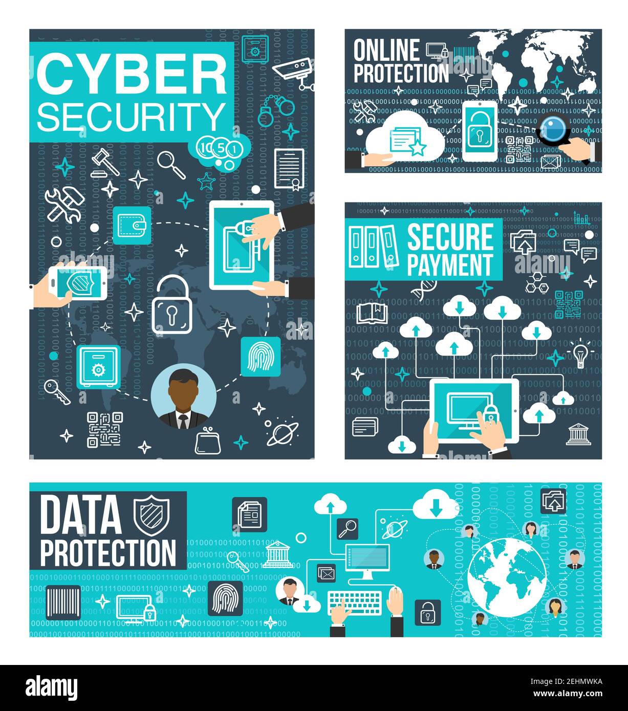 Cyber data protection and secure payment. Online antivirus programs and ...