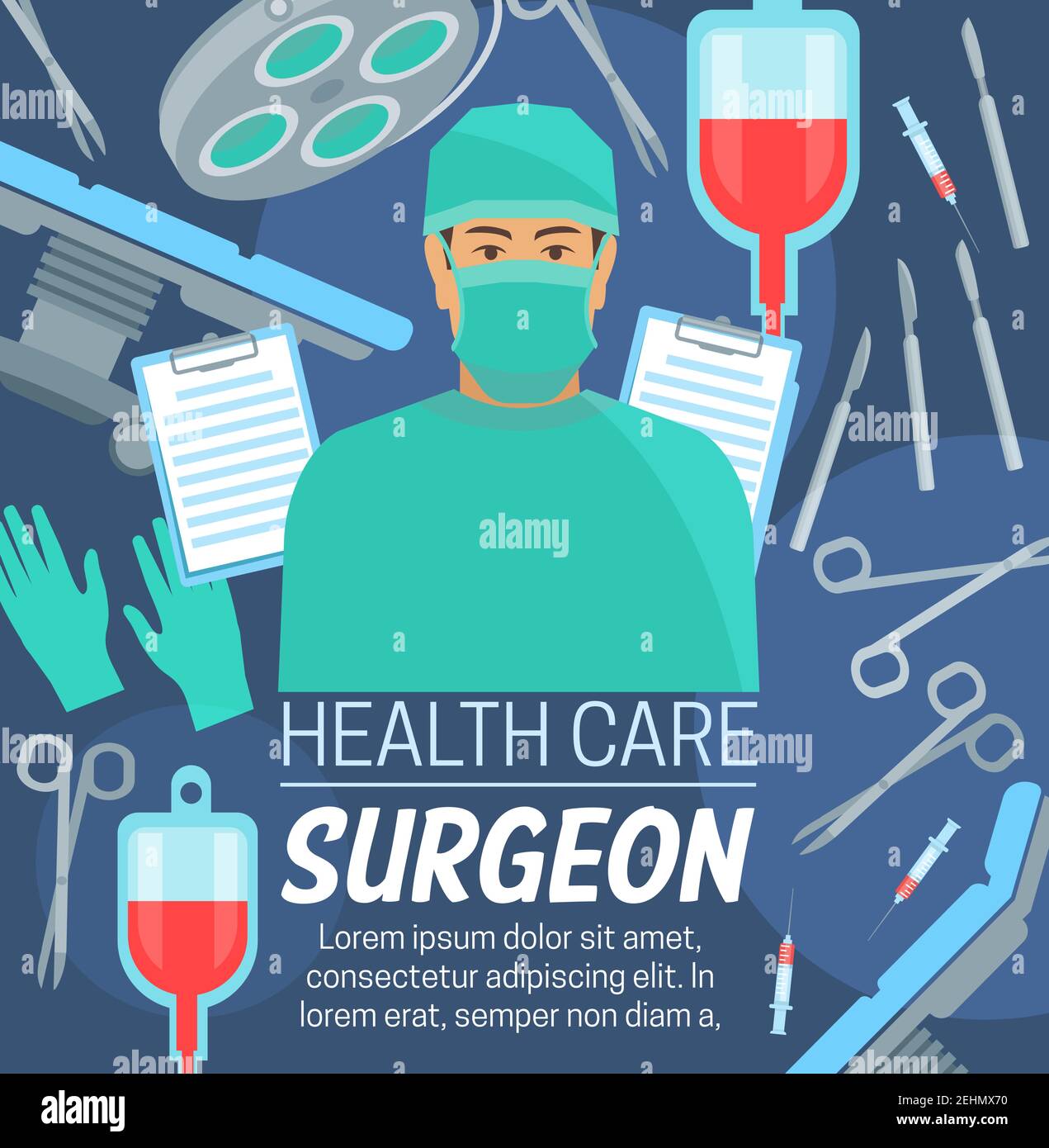 Surgeon profession, medical center or clinic service. Vector surgery ...