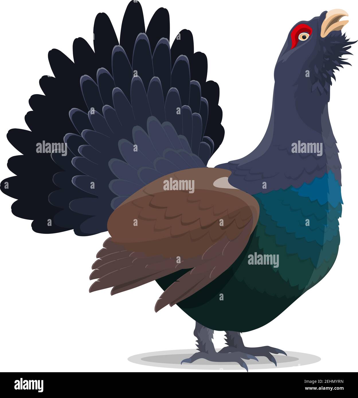 Grouse bird cartoon icon. Vector isolated wild forest blackcock bird ...