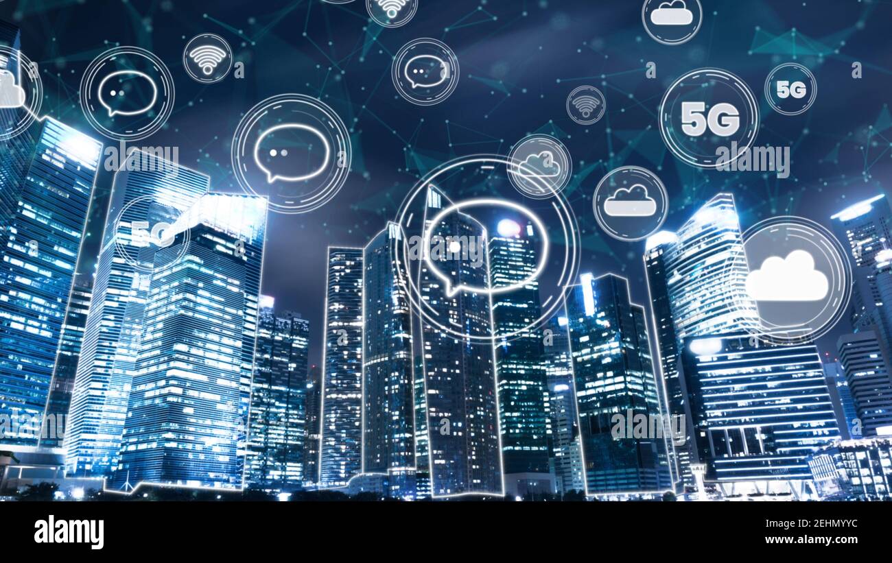Smart digital city with globalization abstract graphic showing ...