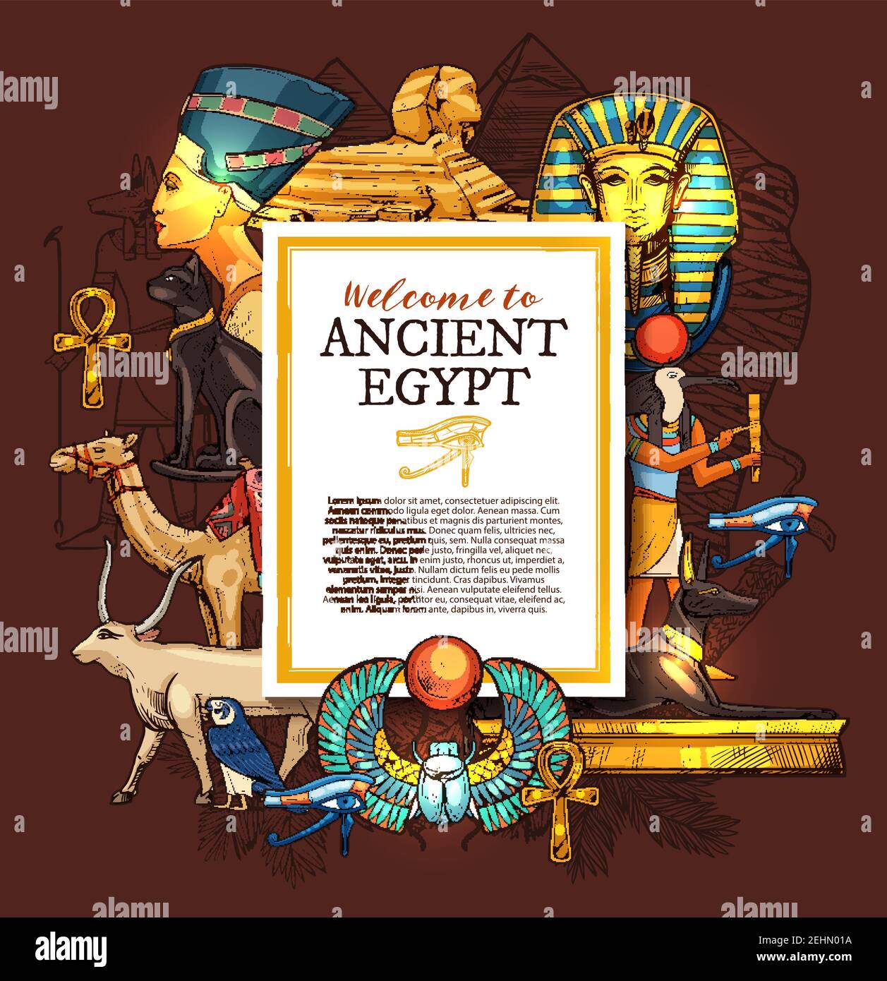 Ancient Egypt travel, history and culture poster, tourist vacation ...