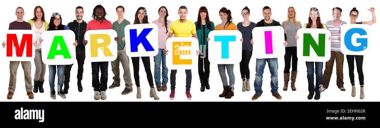 Marketing advertisement advertising success successful group of young ...