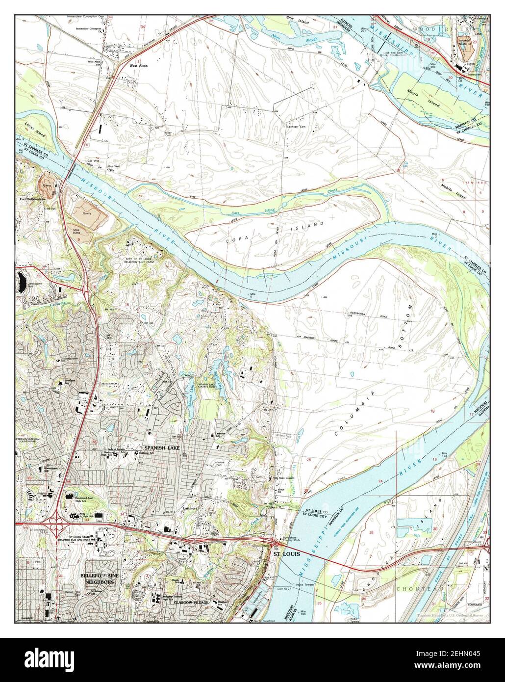 Columbia Bottom, Missouri, map 1994, 1:24000, United States of America ...