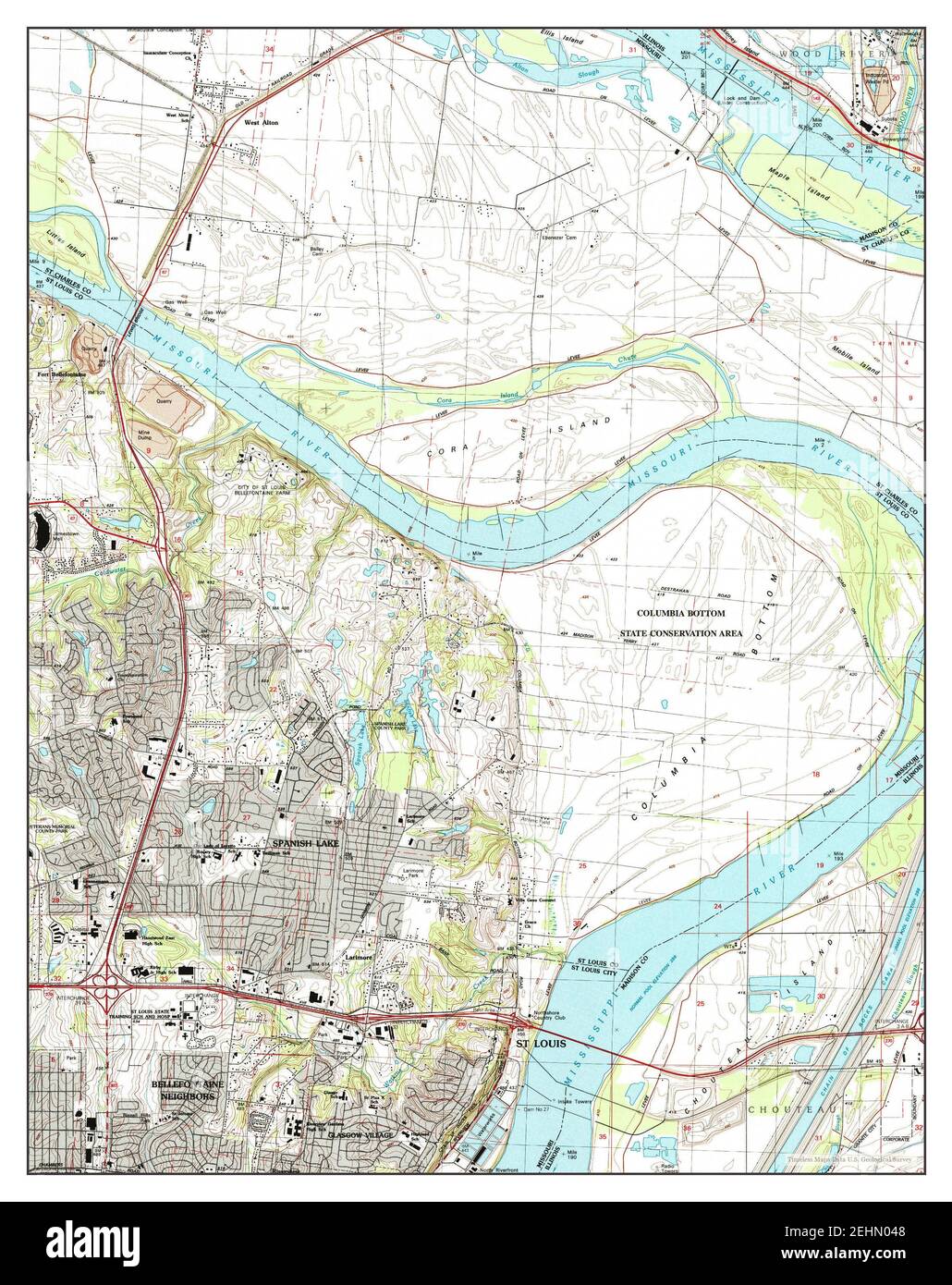 Columbia Bottom, Missouri, map 1998, 1:24000, United States of America ...