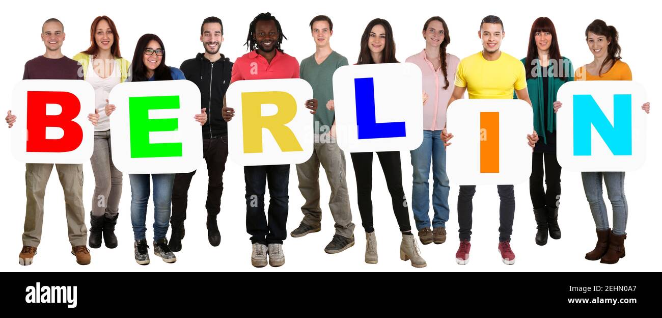 Berlin city town Germany group of young multicultural multi ethnic ...