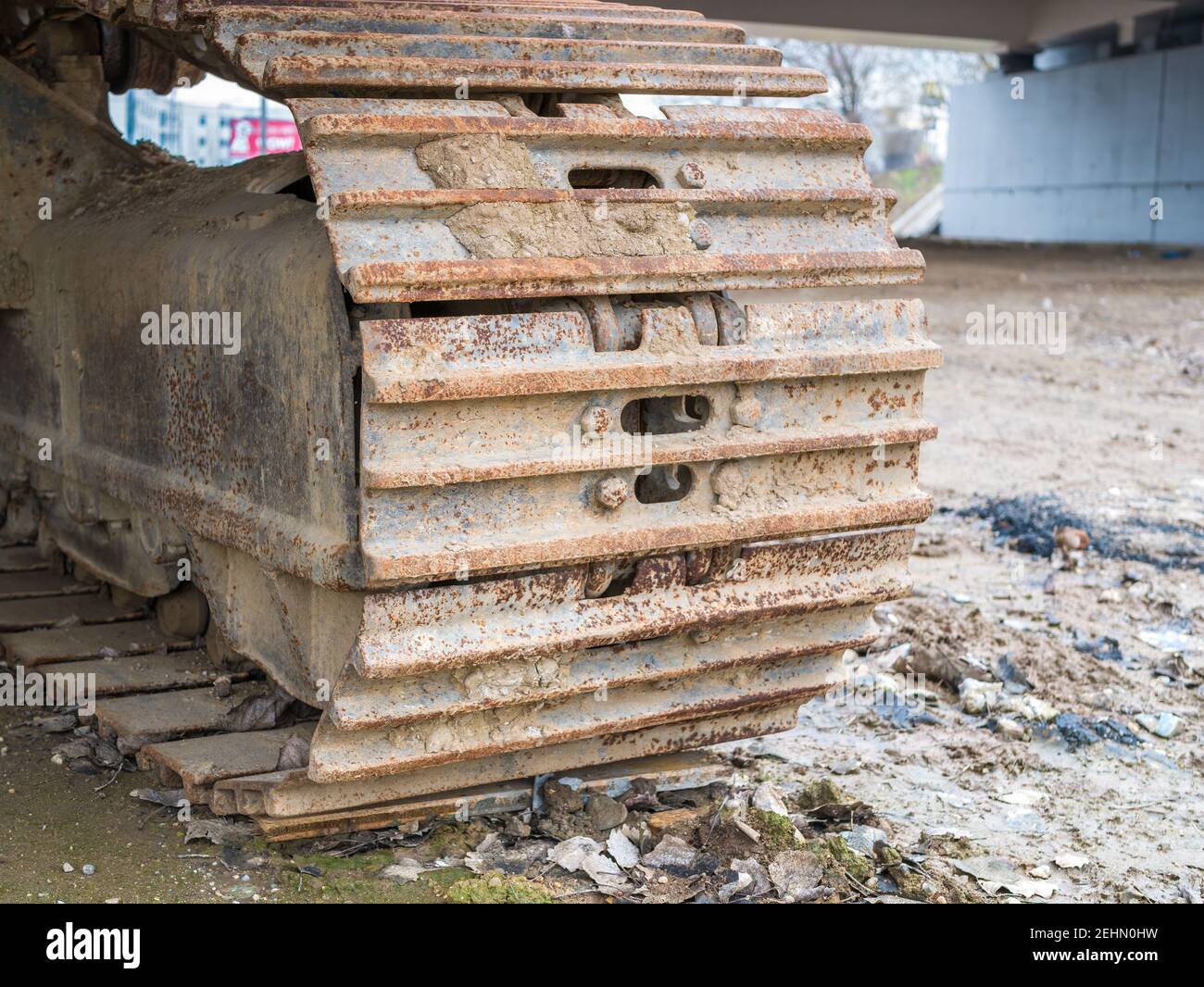 Close up detail with the rusty chain tracks of a bulldozer Stock Photo ...